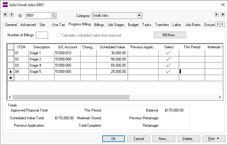 Entering Billing Items for a Progress Billing Invoice